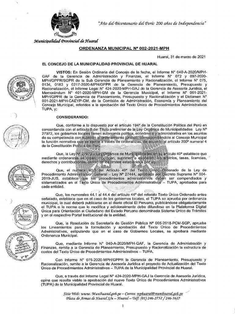 Huaral TUPA 2021 | PDF
