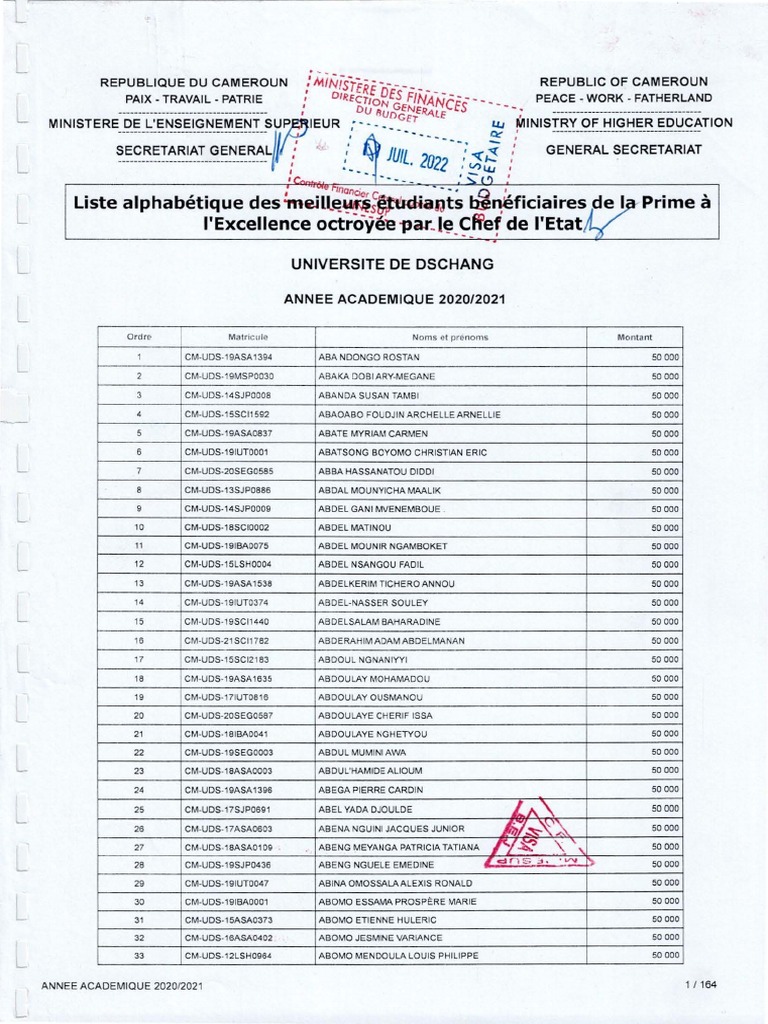 Primex 2020-2021 01 Aba-Ndongo Djousse | PDF