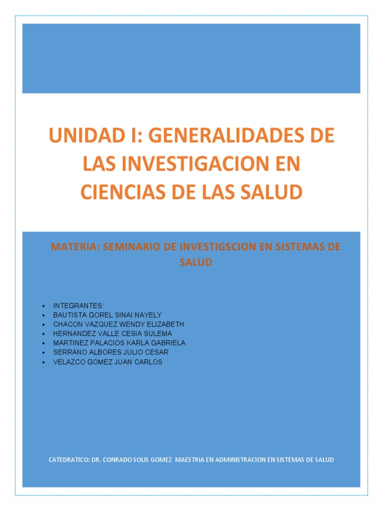 Unidad I Generalidades de Las Investigacion en Ciencias de Las Salud | Descargar gratis PDF ...