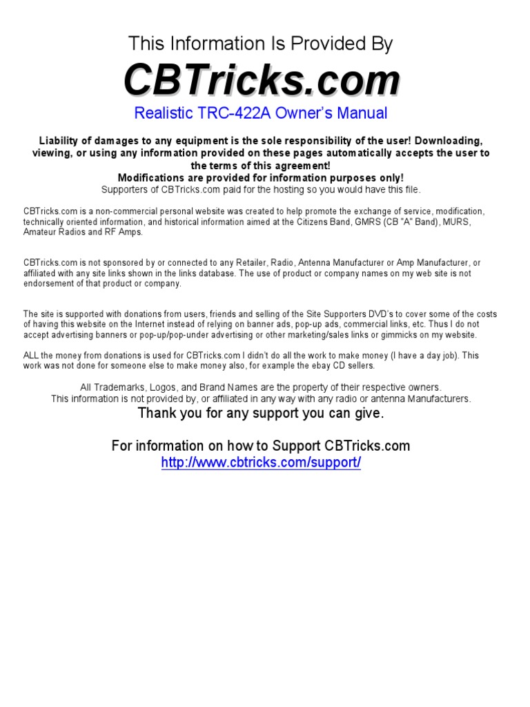 Realistic TRC 422a Om | PDF