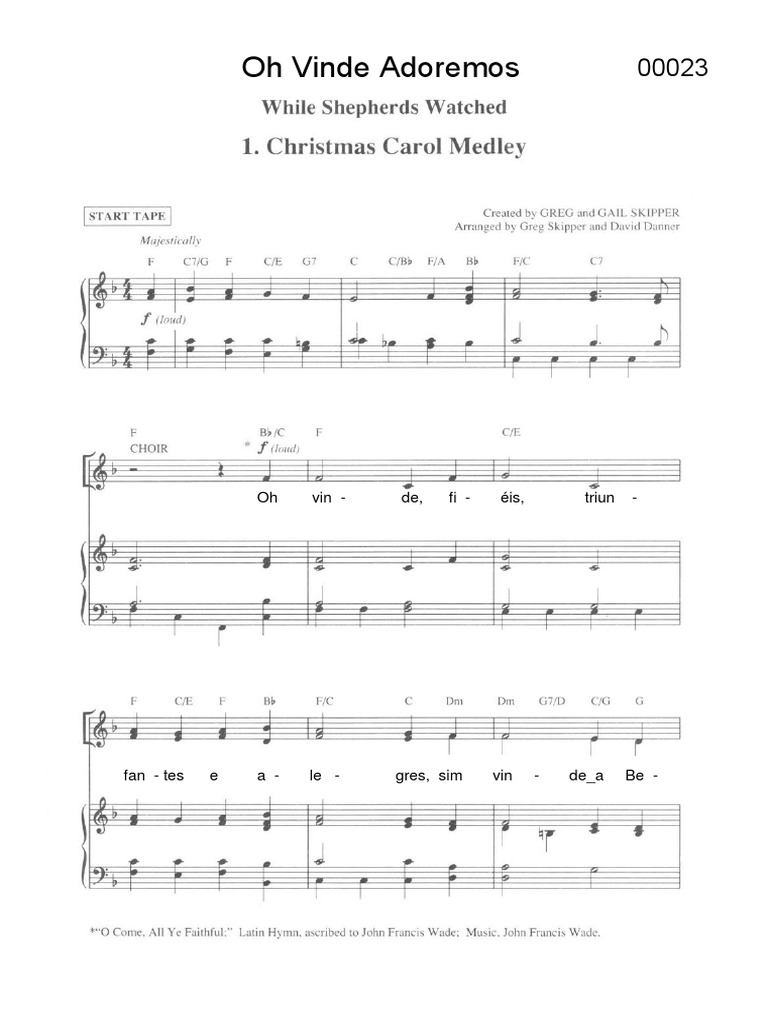 Oh Vinde Adoremos: Letra e Partitura | PDF