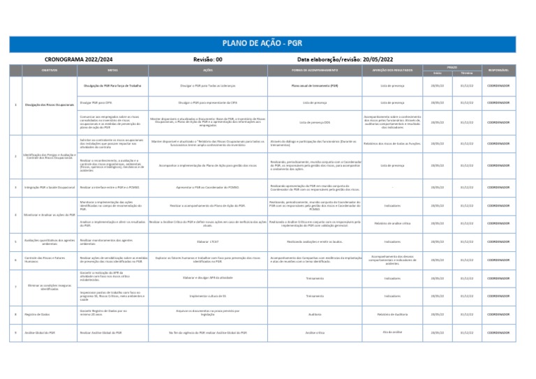 Plano de Ação - PGR | PDF
