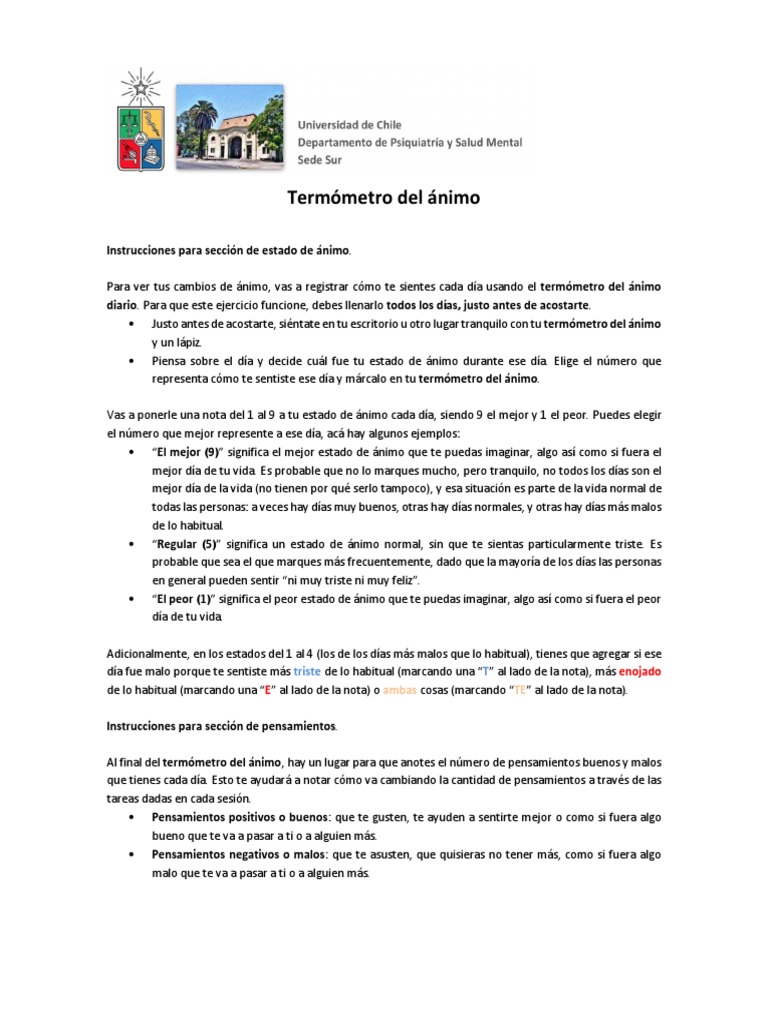 Termómetro Del Ánimo | PDF | Relaciones personales, crianza y ...