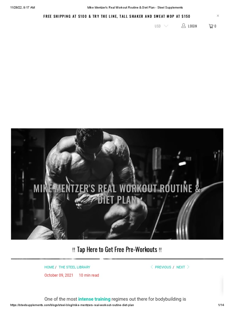 Mike Mentzer's Real Workout Routine & Diet Plan | PDF | Dieting ...
