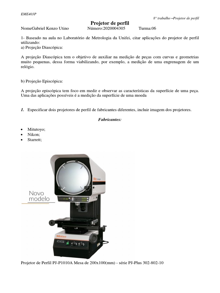 EME403P 8T - Projetor de Perfil 2020004305 | PDF