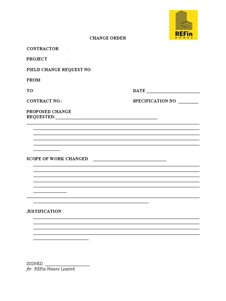 Change Order Template | PDF | Architect | Specification (Technical ...
