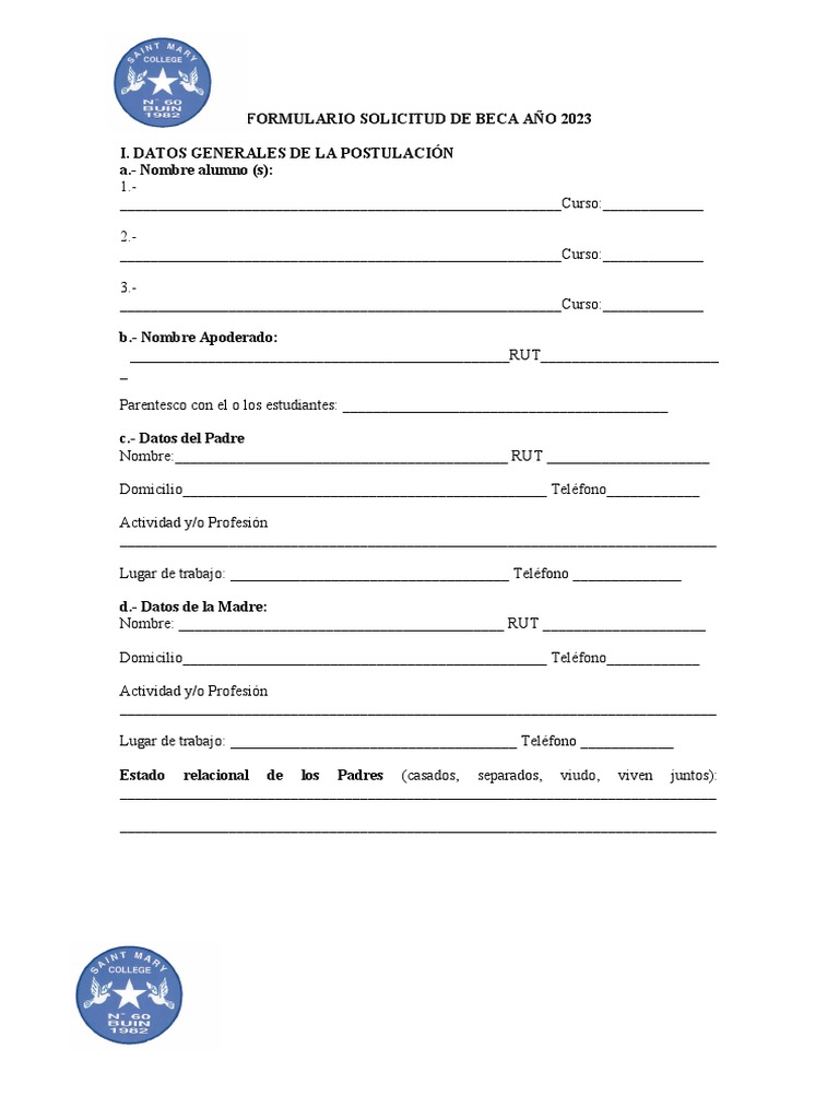 Solicitud Beca 2023: Formulario Completo | PDF | Finanzas y dinero