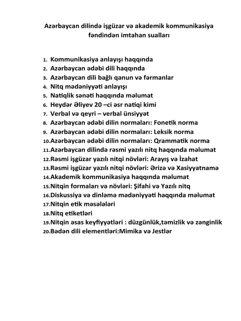 Imtahan Dusen Suallar | PDF