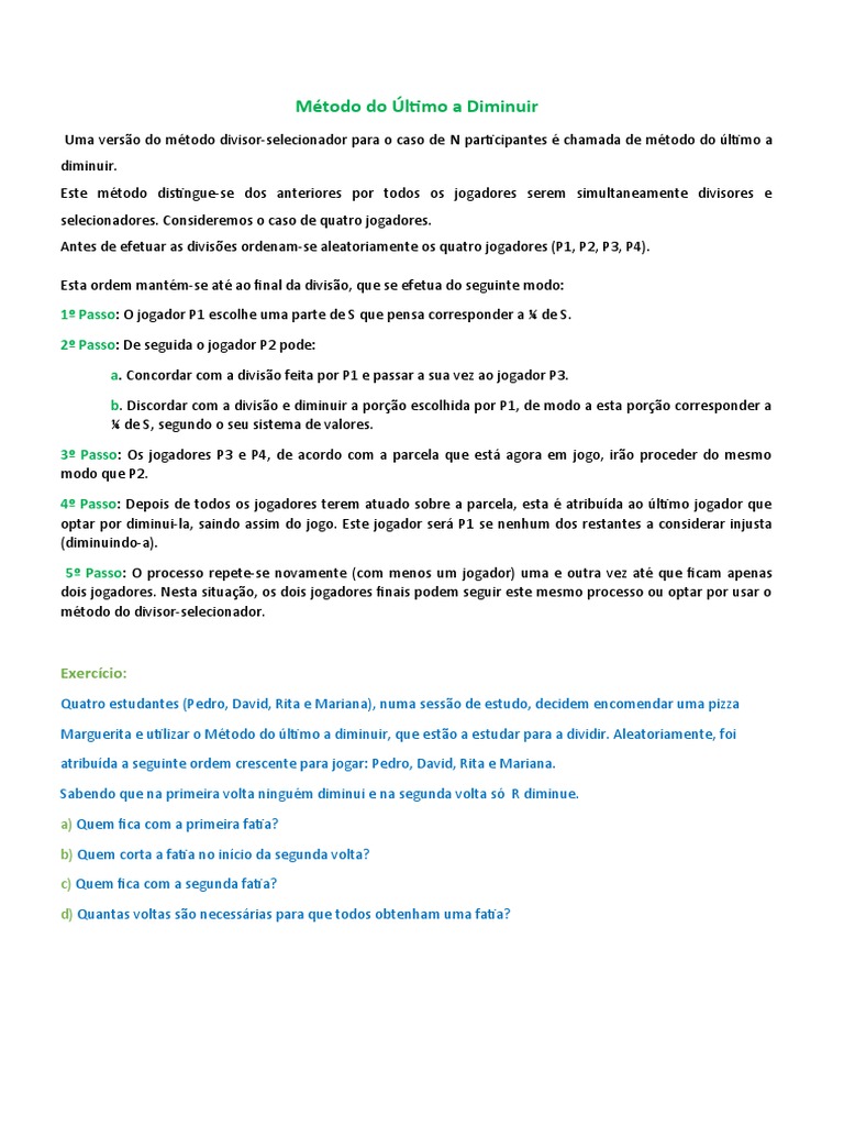 Método Do Último A Diminuir | PDF
