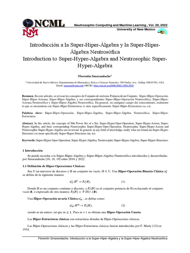 Introducción A La Super-Hiper-Álgebra y La Super-HiperÁlgebra ...