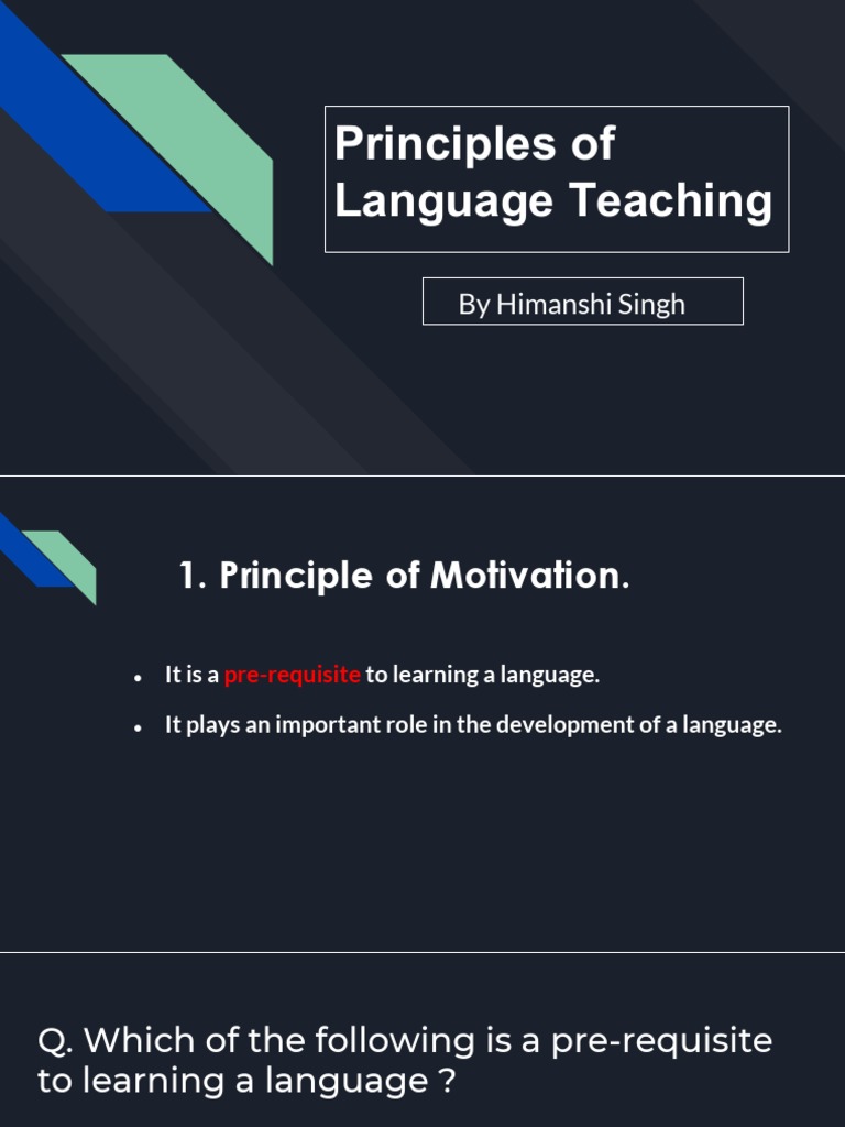 Principles of Language Teaching (Ch-5) | PDF