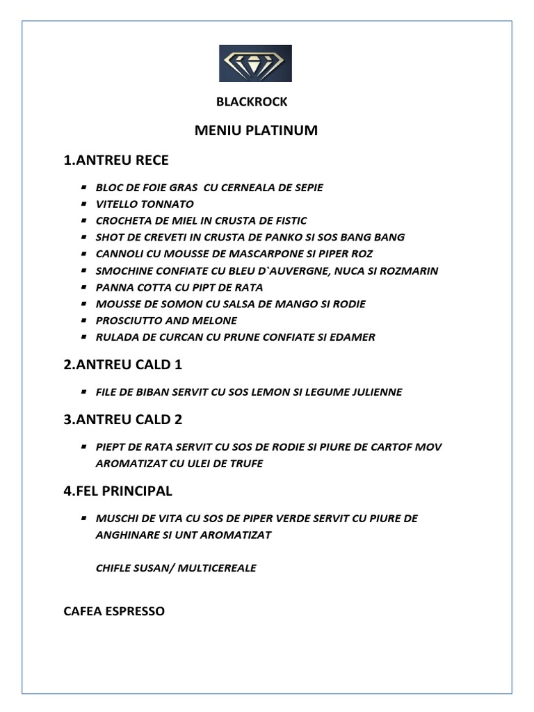 Meniu Platinum | PDF
