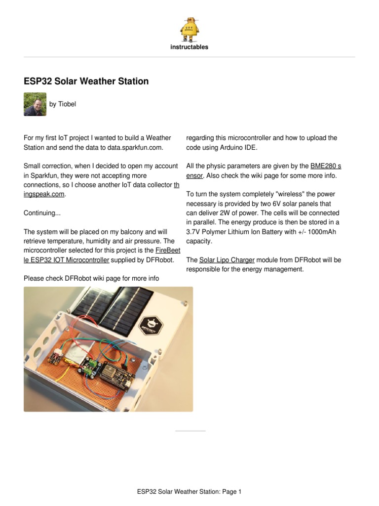 ESP32 Solar Weather Station | PDF | Battery Charger | Computing