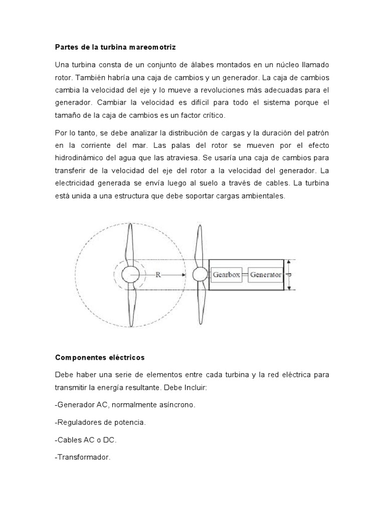 Partes de La Turbina Mareomotriz | PDF | Turbina | Generador eléctrico