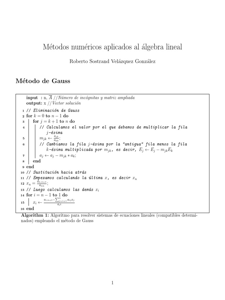 Algoritmo Gauss | PDF