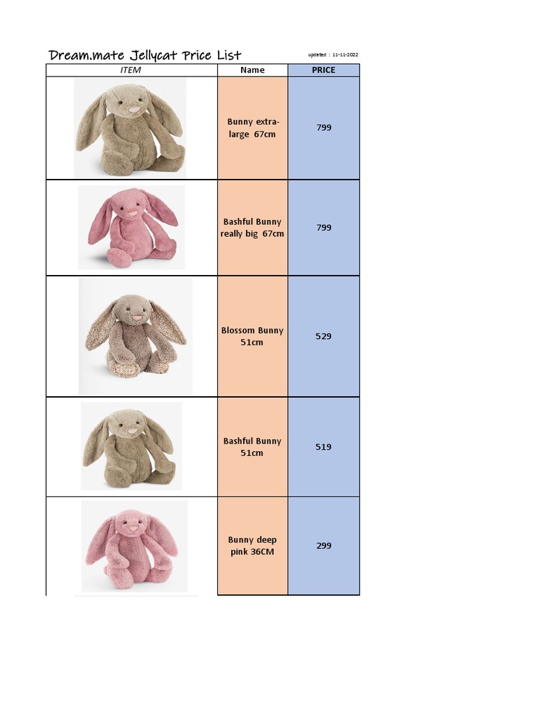 Dream - Mate Jellycat Pricelist - 1111 | PDF