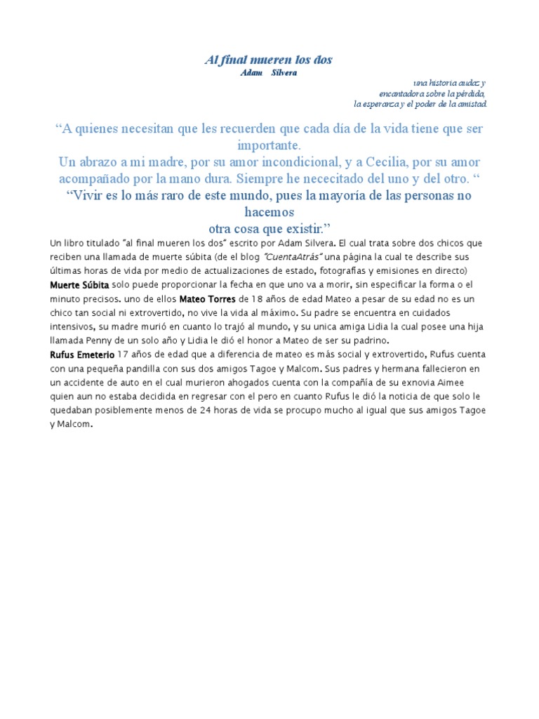 Al Final Mueren Los Dos | PDF