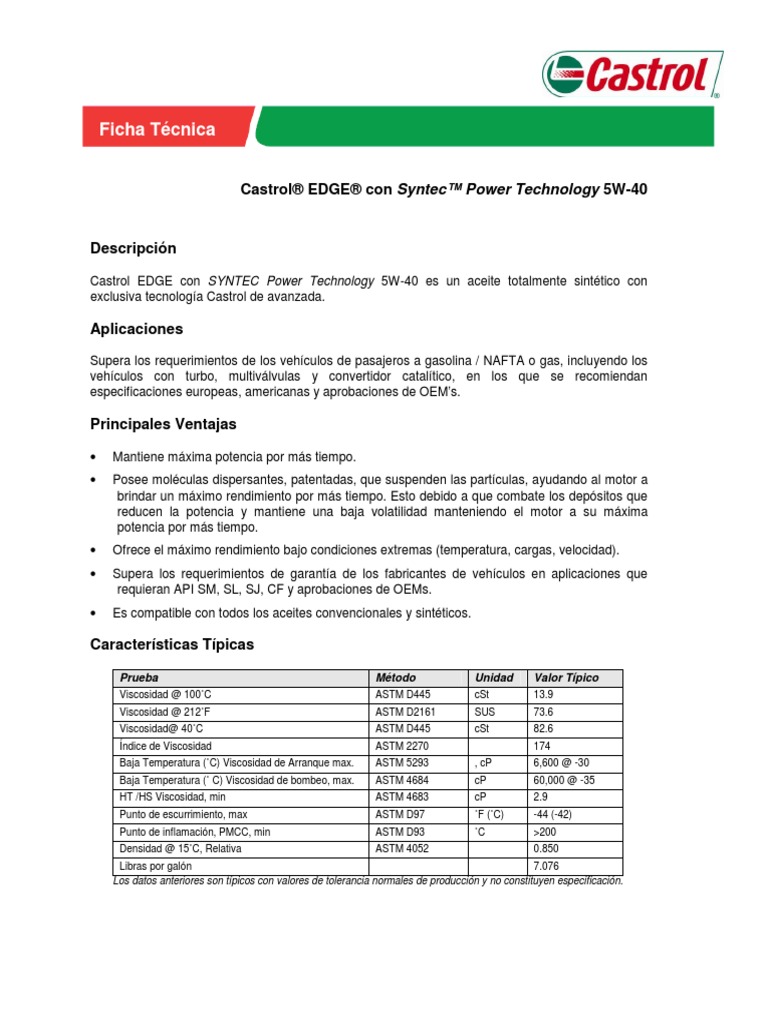 Castrol Edge 5w 40 | PDF