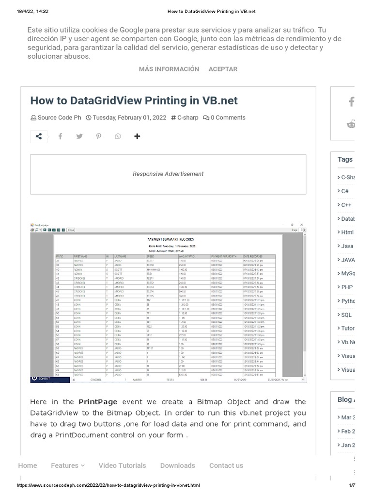 How To DataGridView Printing in | PDF | Visual Basic .Net | Information Technology Management