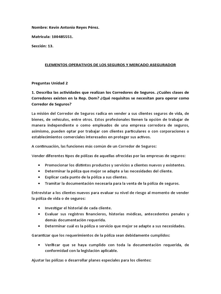 Unidad 2 | PDF | Seguro | Reaseguro