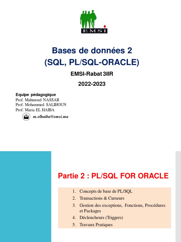 PL - SQL Chapitre 1-Concepts de Base | PDF | PL/SQL | SQL