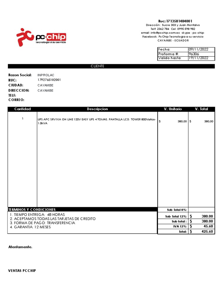 Proforma Ejemplo | PDF
