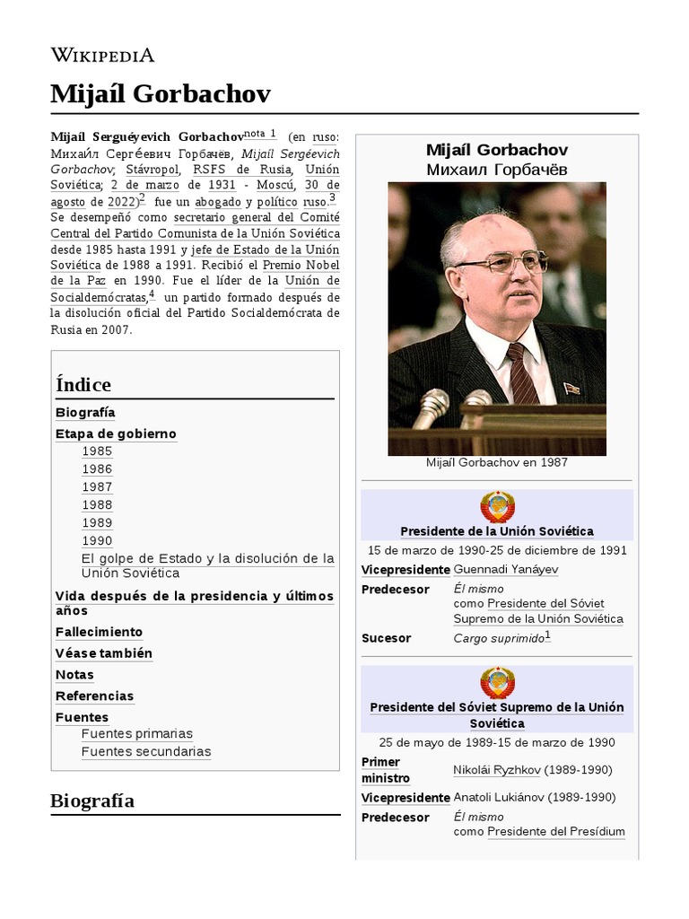 Mijaíl Gorbachov | PDF | Mikhail Gorbachev | Unión Soviética