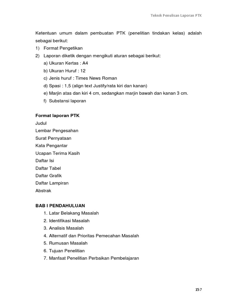 Format Laporan PTK | PDF