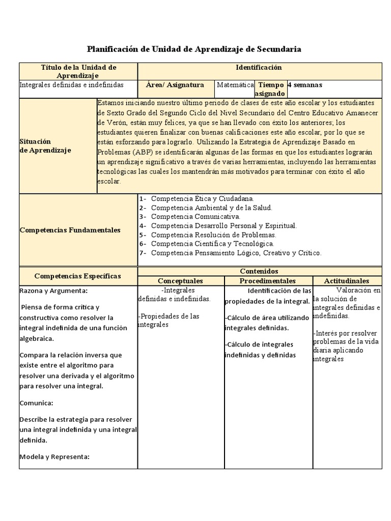 Planificacion de 6 de Secundaria | PDF | Integral | Evaluación