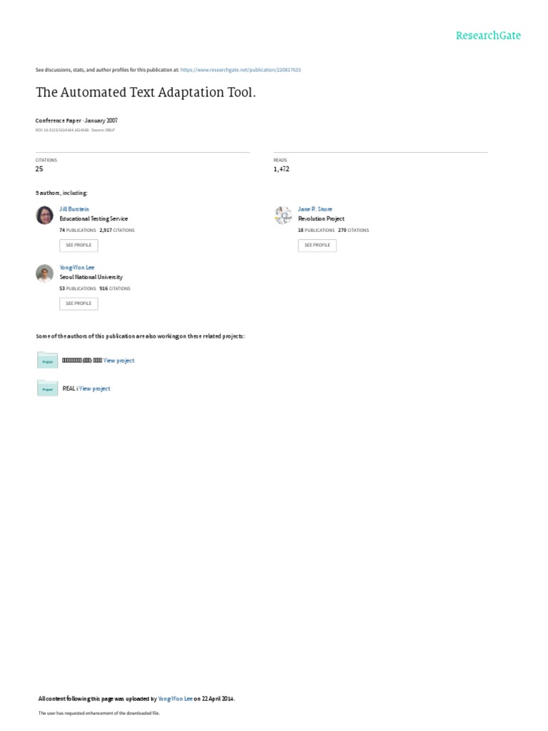 The Automated Text Adaptation Tool | Download Free PDF | Speech ...