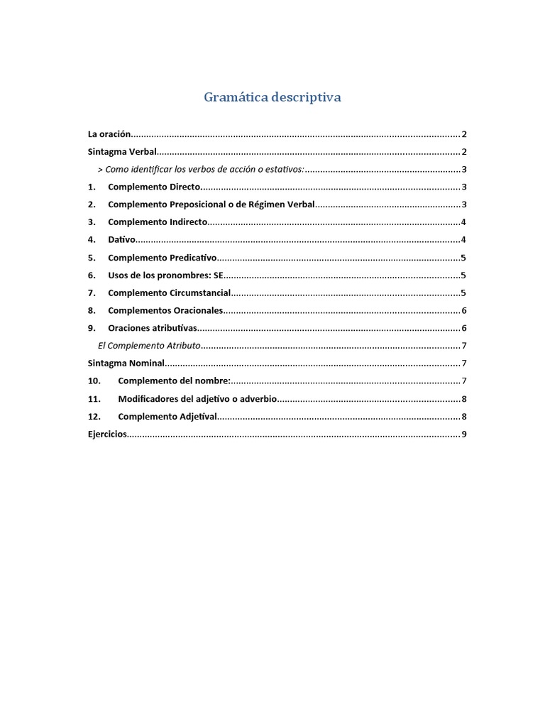 Gramatica Descriptiva Apuntes Finales | PDF | Verbo | Oración (Lingüística)