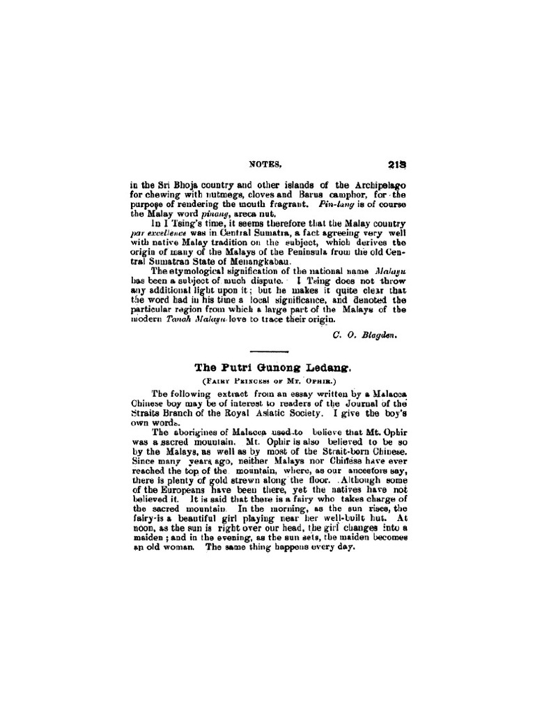 The Putri Gunong Ledang. (Fairy Princess of Mt. Ophir) - R. J ...