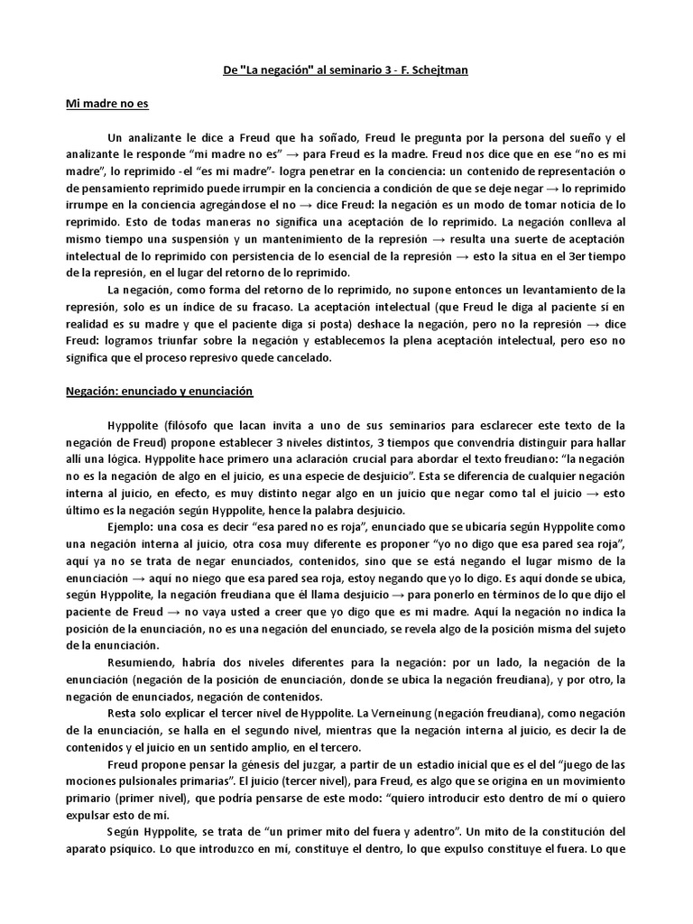 La Negación en Freud y Hyppolite | PDF | Filosofía