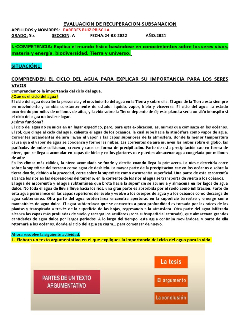 EVALUACION DE SUBSANACION C.T. QUINTO 2022 Paredes Ruiz | PDF | Agua | Agua subterránea