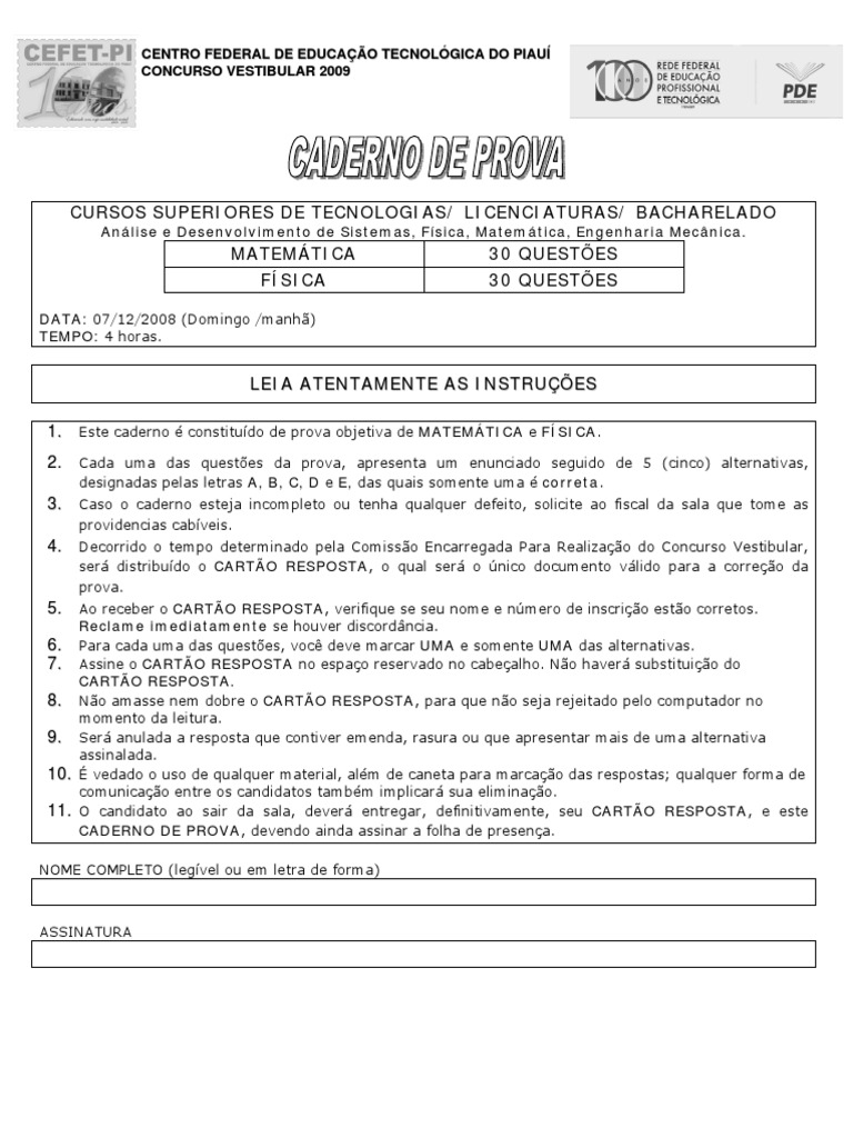 Prova Mat | PDF | Eletricidade | Capacitor