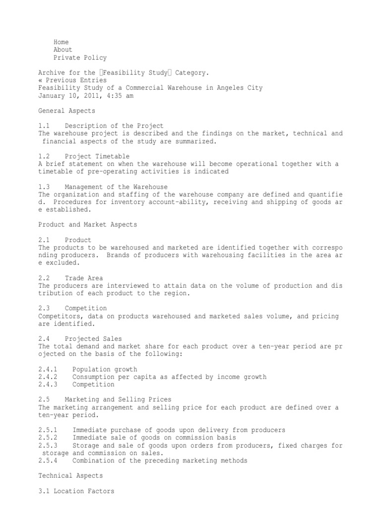 3 | PDF | Feasibility Study | Warehouse