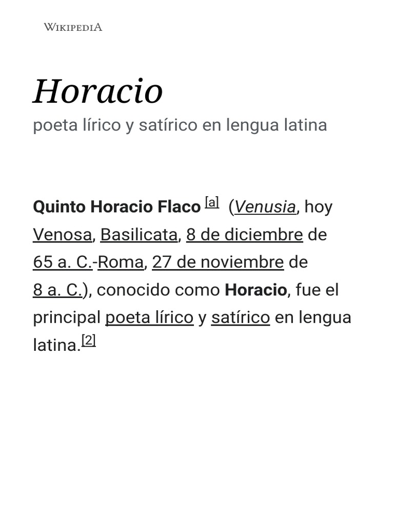 Biografía de Horacio, poeta romano | PDF | Horacio