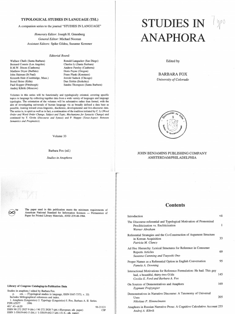 Demonstratives In Narrative Discourse A Taxonomy Of Universal Uses1996c