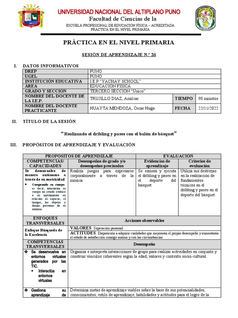 05 Sesión de Aprendizaje Nivel Primario 3ro U | PDF | Aprendizaje | Evaluación