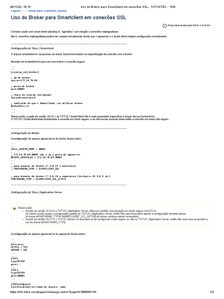 Configuração do Broker Protheus SSL | PDF | Segurança da camada de ...