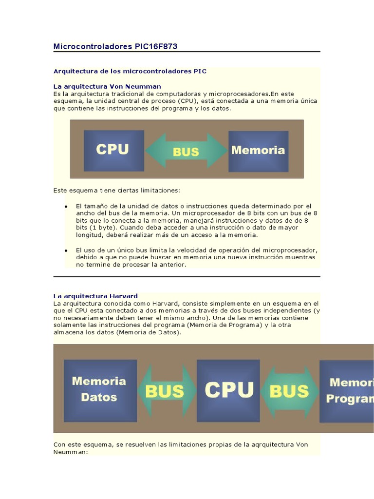 Microcontroladores PIC16F873 | PDF | Unidad Central de procesamiento | Microcontrolador