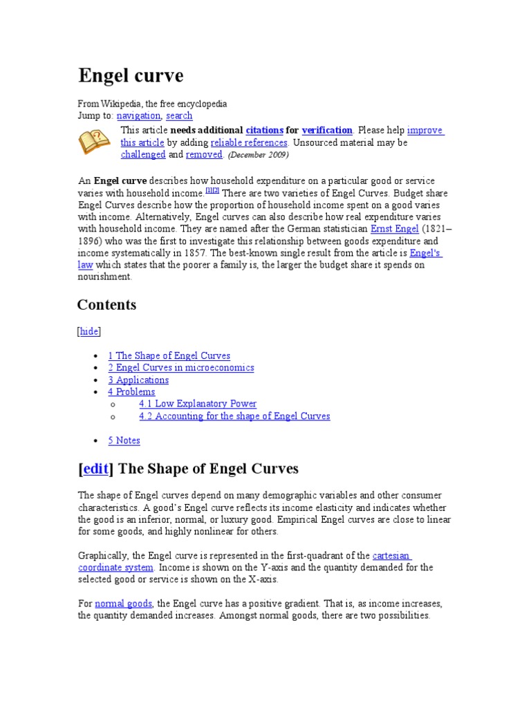 Engel Curve: From Wikipedia, The Free Encyclopedia | PDF | Economic ...