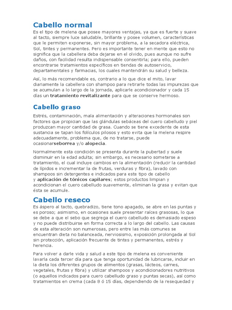 Tipos de Cabello | PDF | Pelo
