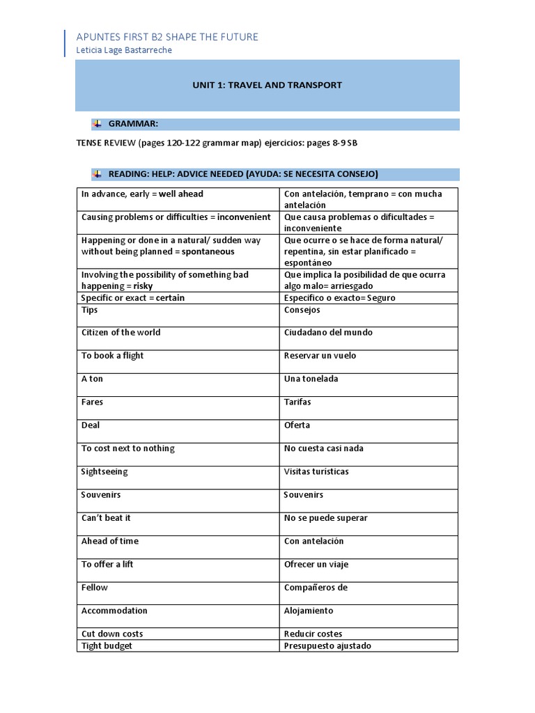 Apuntes First B2 Libro Shape The Future | PDF | Climate Change | Energy ...