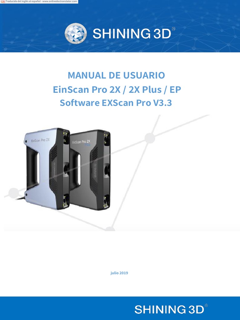 Manual de Usuario Einscan Pro2x Español | PDF | USB | Impresión 3d