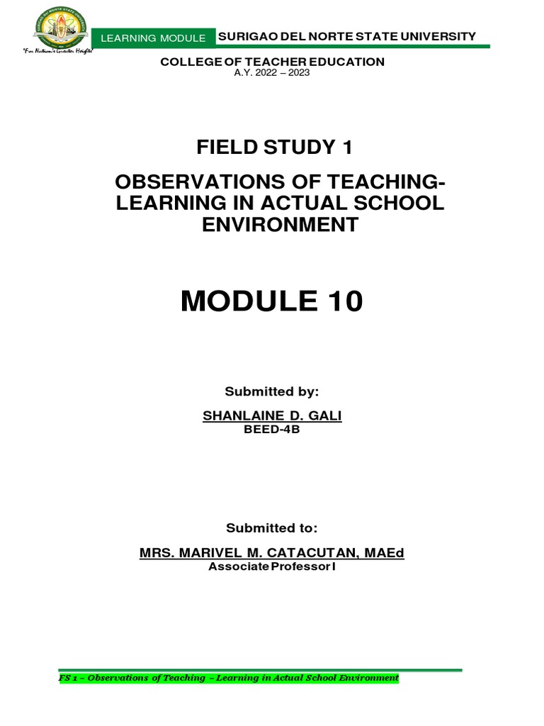 Fs1 Module 10 Gali | PDF | Teaching Method | Learning