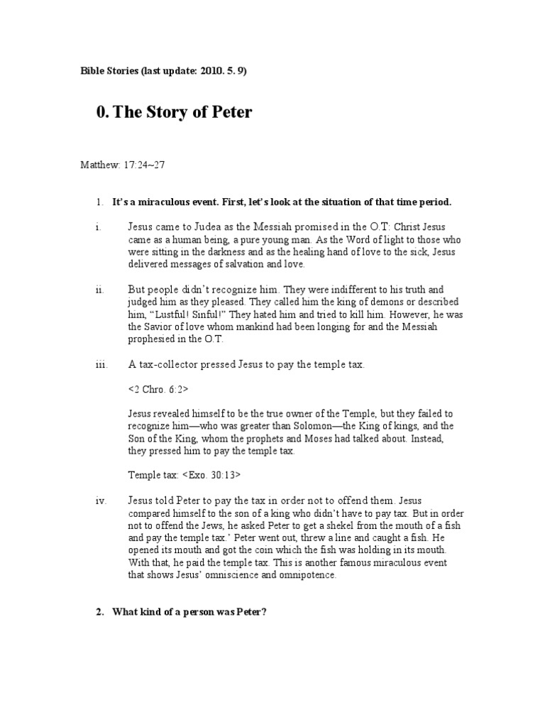 The Miraculous Story of Peter's Faith | PDF | Saint Peter | The Gospel