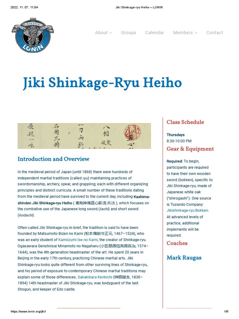Jiki Shinkage-Ryu Heiho - LONIN | PDF | Combat Sports | Japanese Martial Arts
