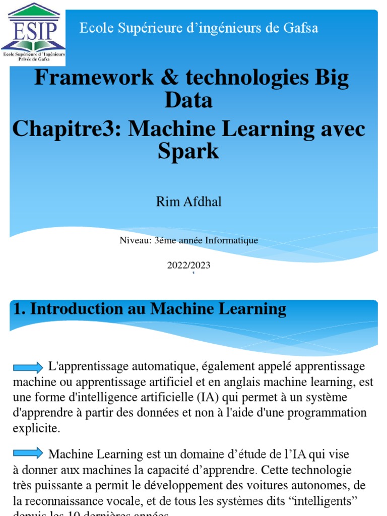 Chapitre 3 Big Data | PDF | Apprentissage automatique | Apache Spark