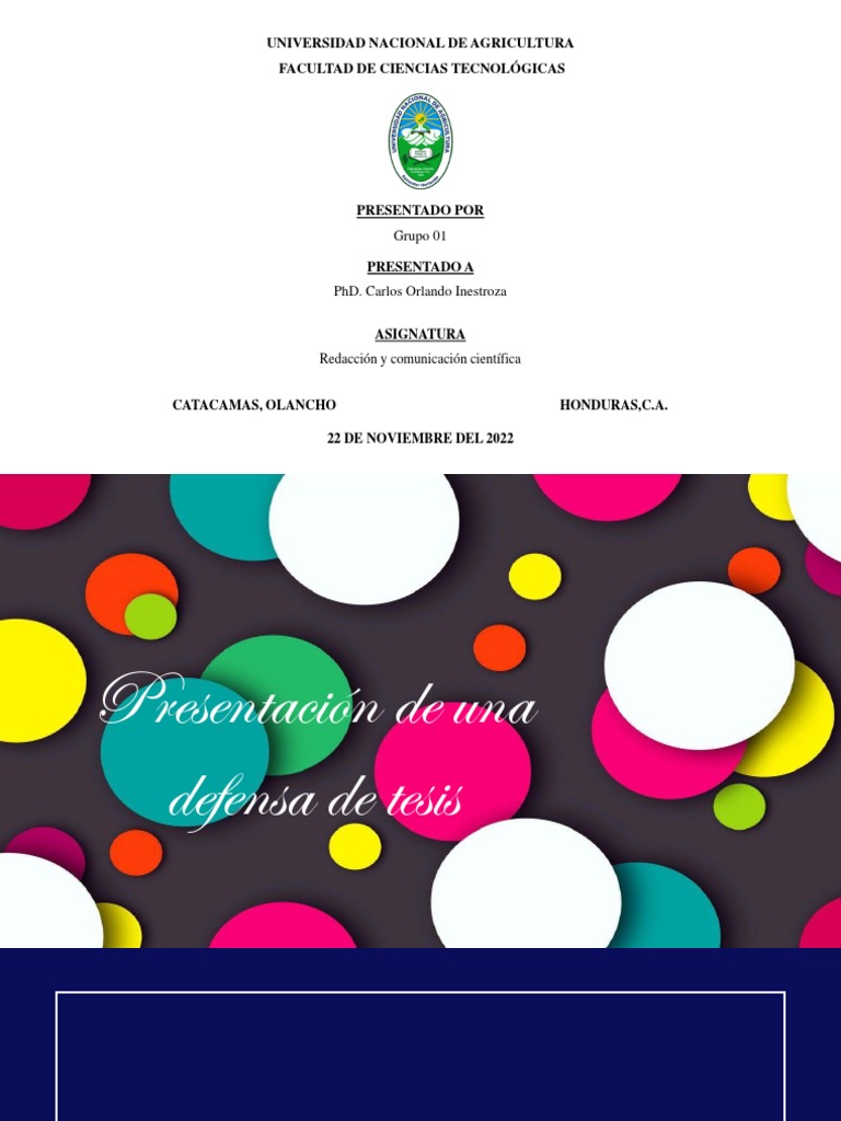 Defensa de Tesis + Presentación | PDF